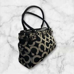 Coach | Bags | Coach Black And Cream Signature Tote Bag With Black ...